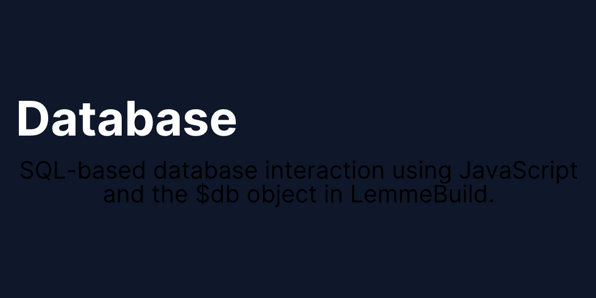 Database - Lemmebuild Documentation