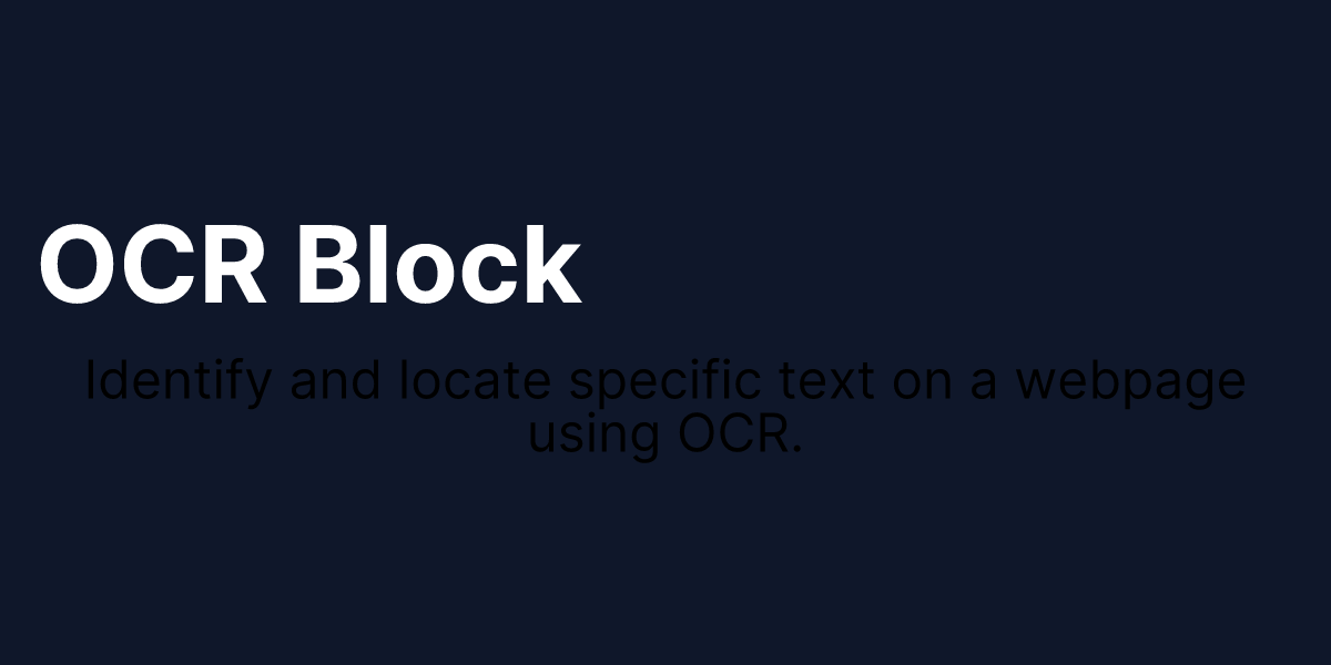 OCR Block - Lemmebuild Documentation